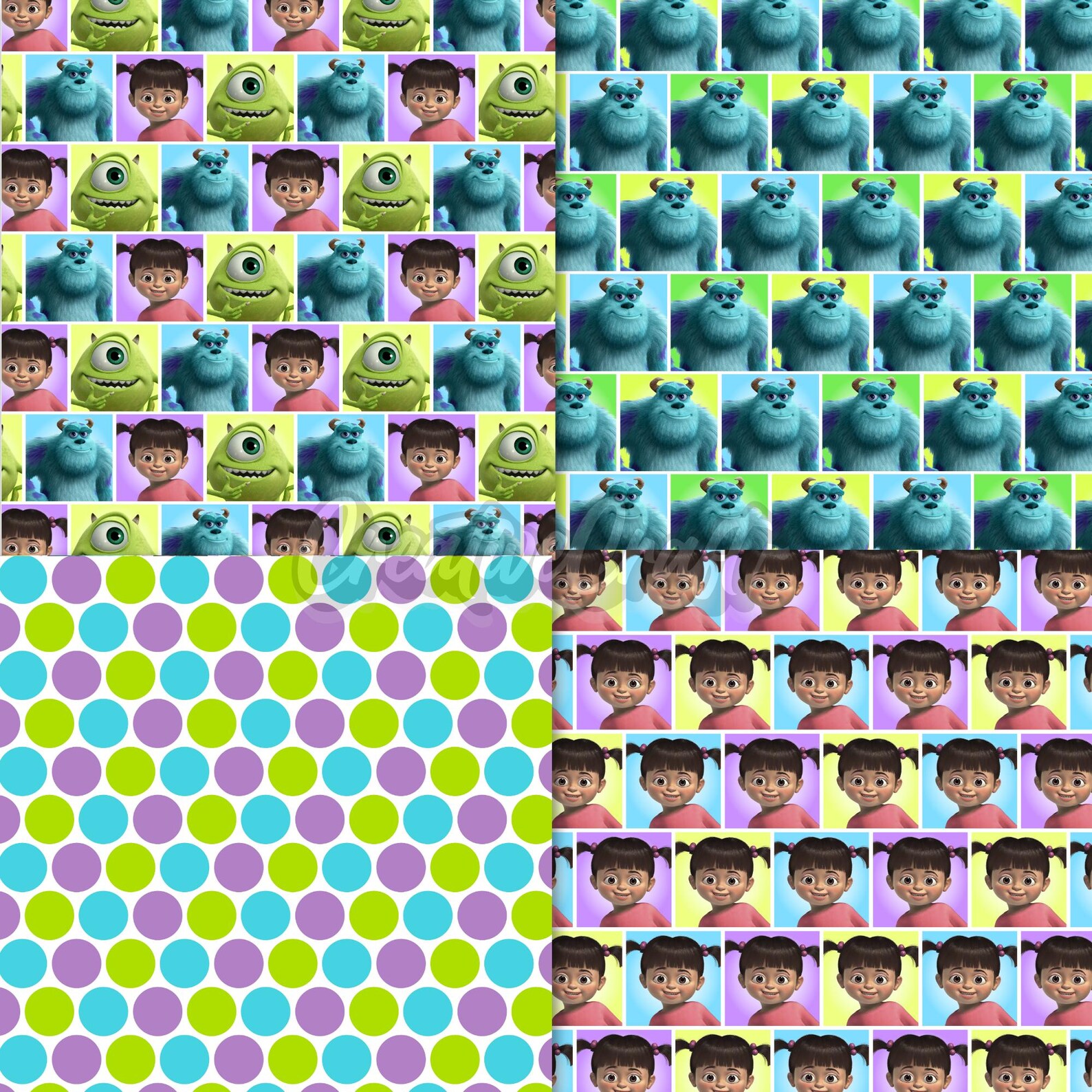 12 Monster Inc Digital Papers 300 DPI Maximum Quality, Monster Inc ...