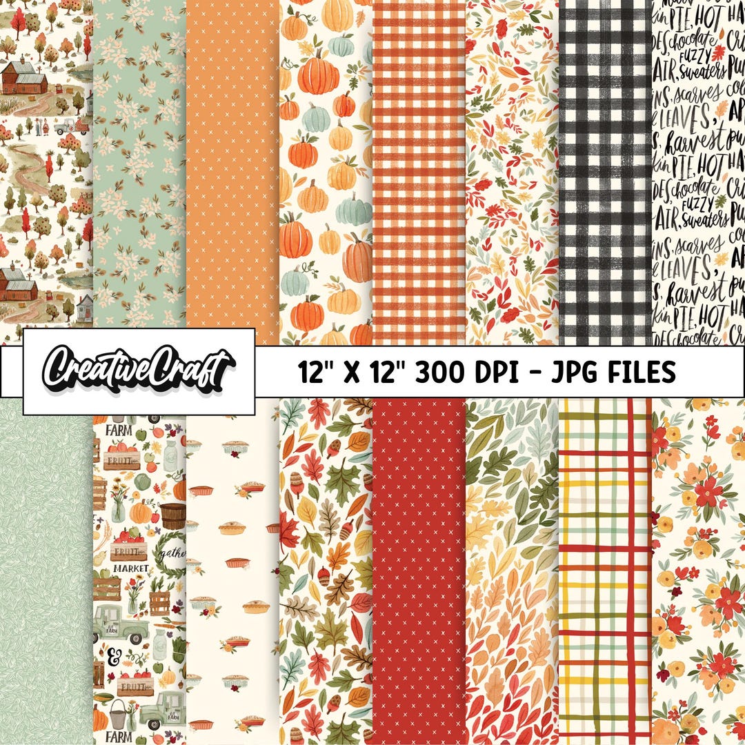16 Autumn Fall Digital Papers 300 DPI Maximum Quality, Autumn Fall ...