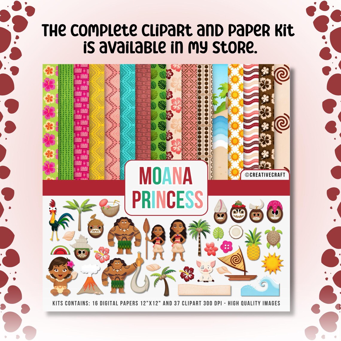 20 Princess Moana Digital Papers 300 DPI Maximum Quality, Moana ...