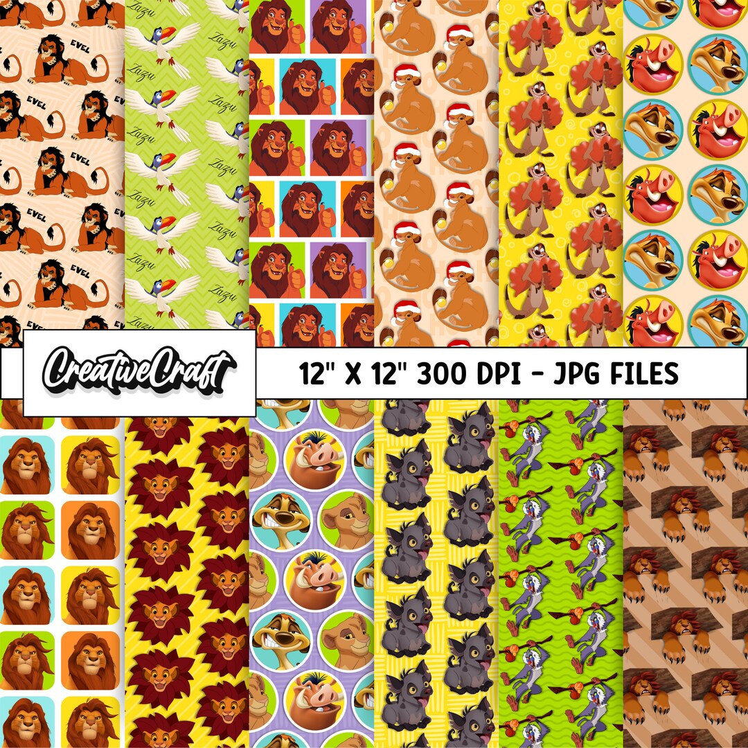 12 the Lion King Digital Papers 300 DPI Maximum Quality, Lion King ...