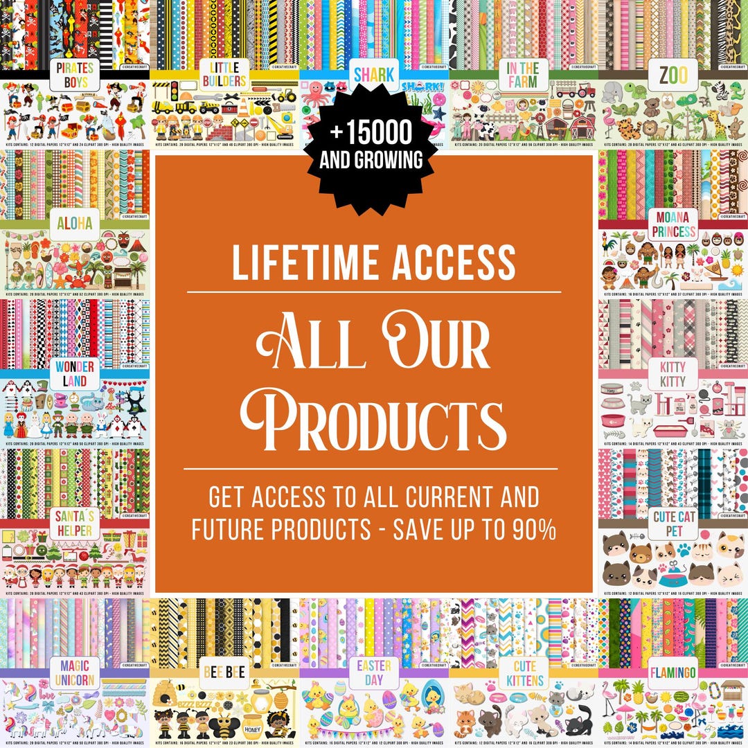 Lifetime Access, Megabundle - Digital Papers, Seamless Patterns, PNG ...