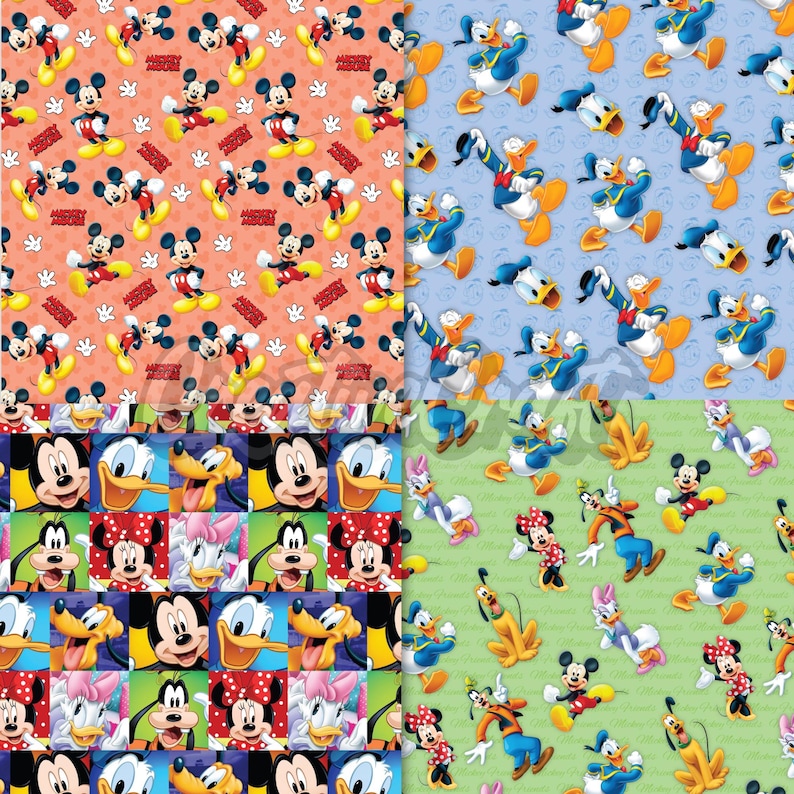 12 Mickey the Mouse Digital Papers 300 DPI Maximum Quality, Mickey ...
