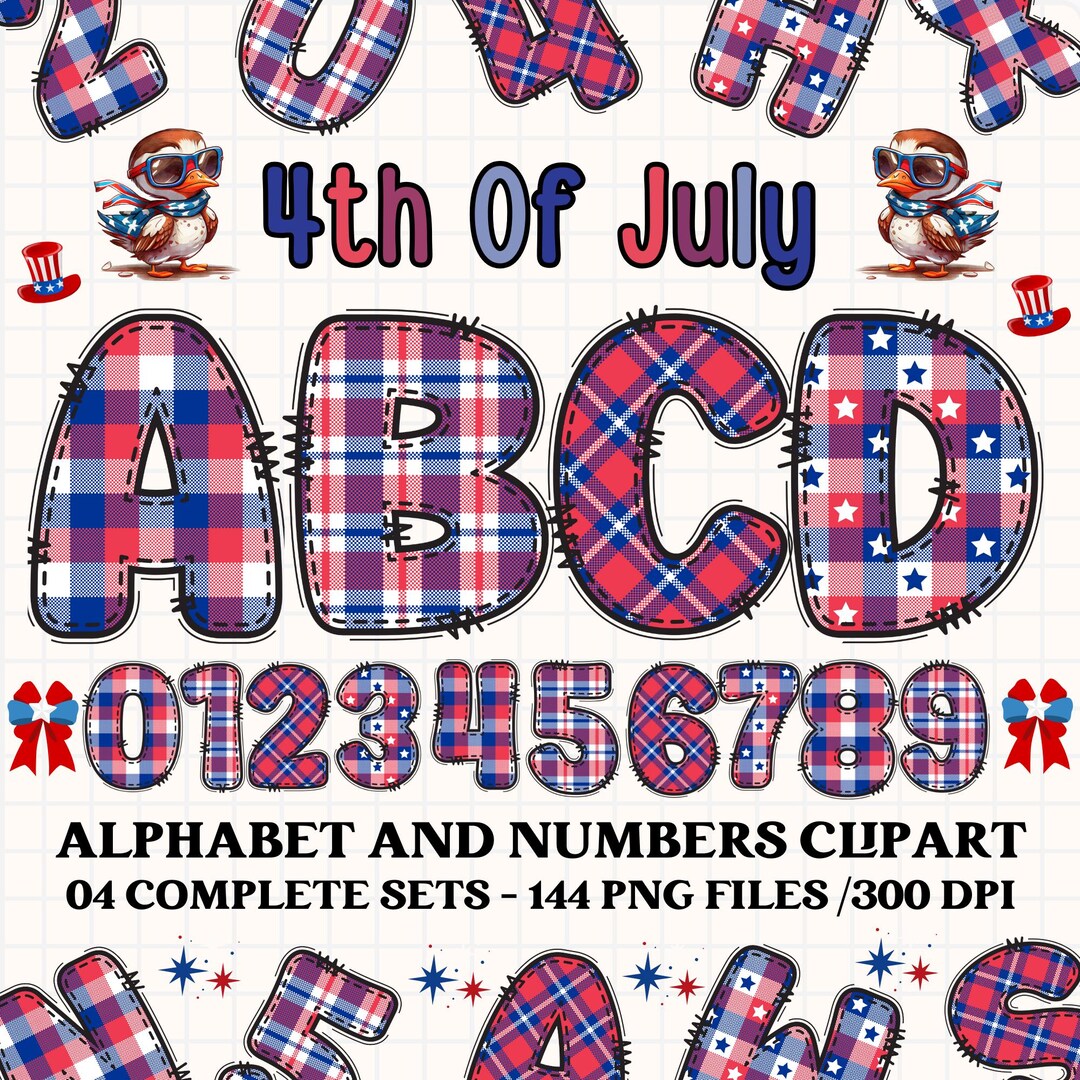 Alphabet Png Clipart July 4th, Doodle Letters July 4th, Independence ...