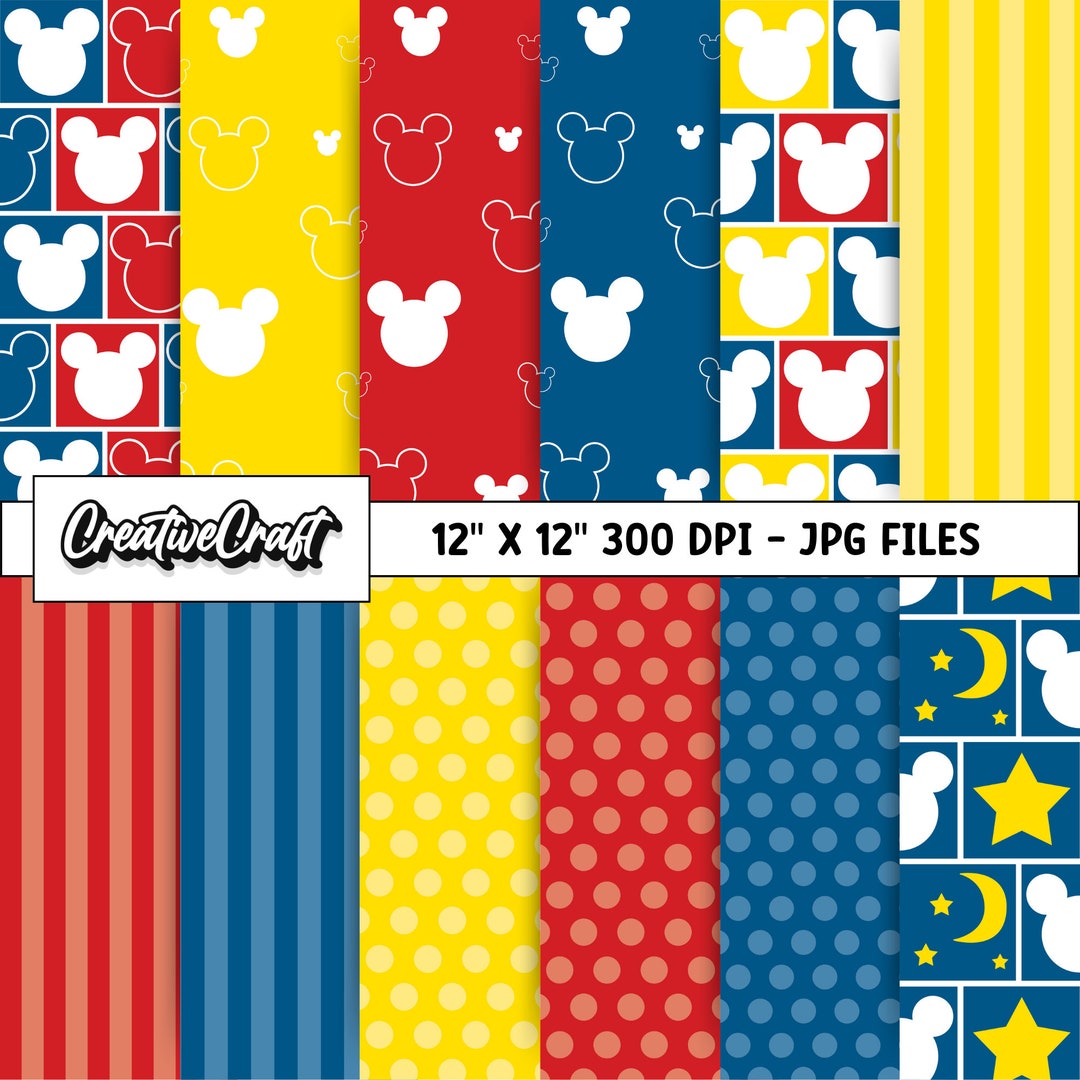 12 Mickey the Mouse Digital Papers 300 DPI Maximum Quality, Mickey ...