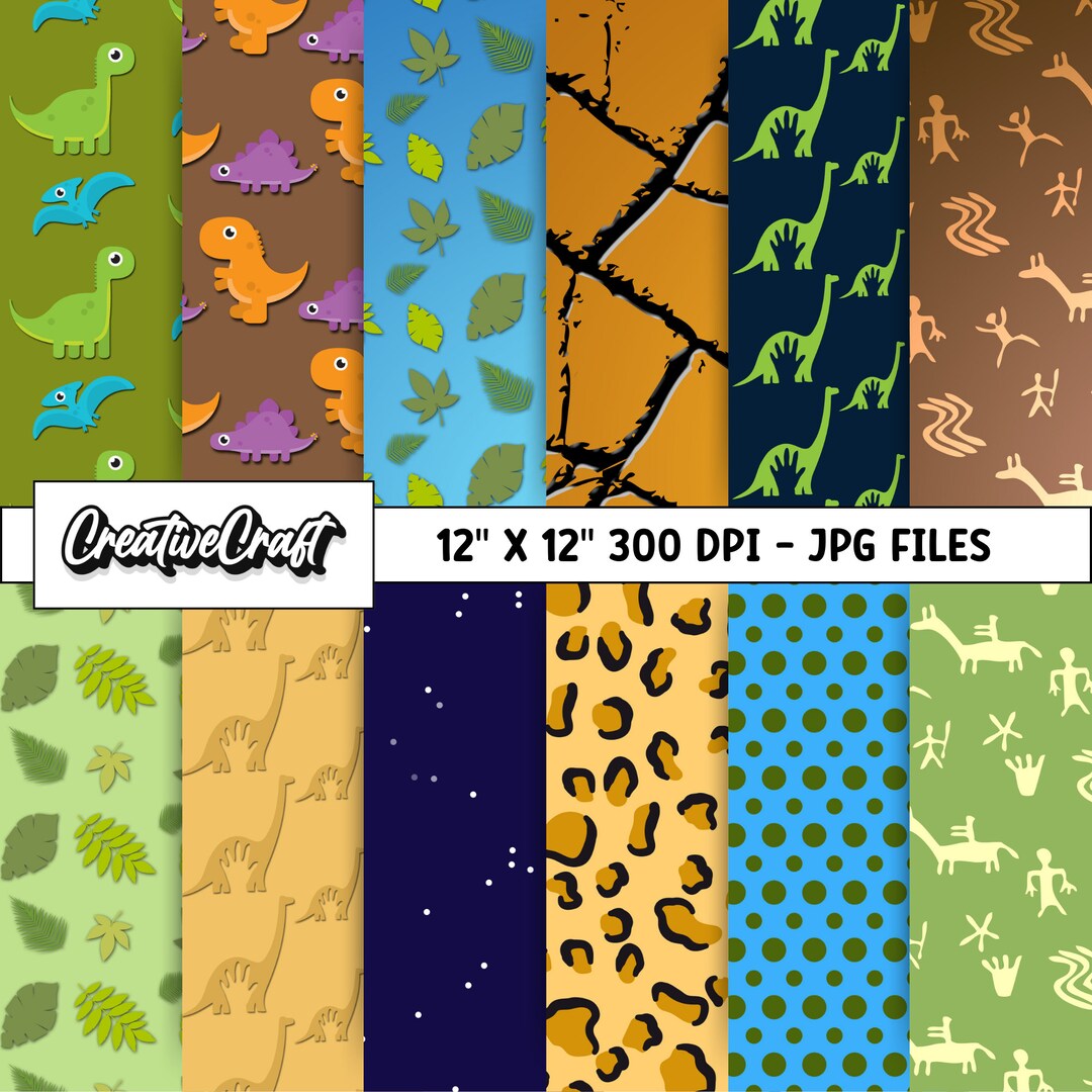 12 Dinosaurs Digital Papers 300 DPI Maximum Quality, Dinosaurs ...