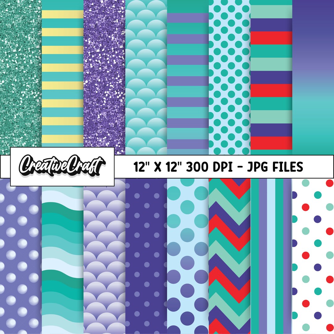 16 Little Mermaid Digital Papers 300 DPI Maximum Quality, Princess ...