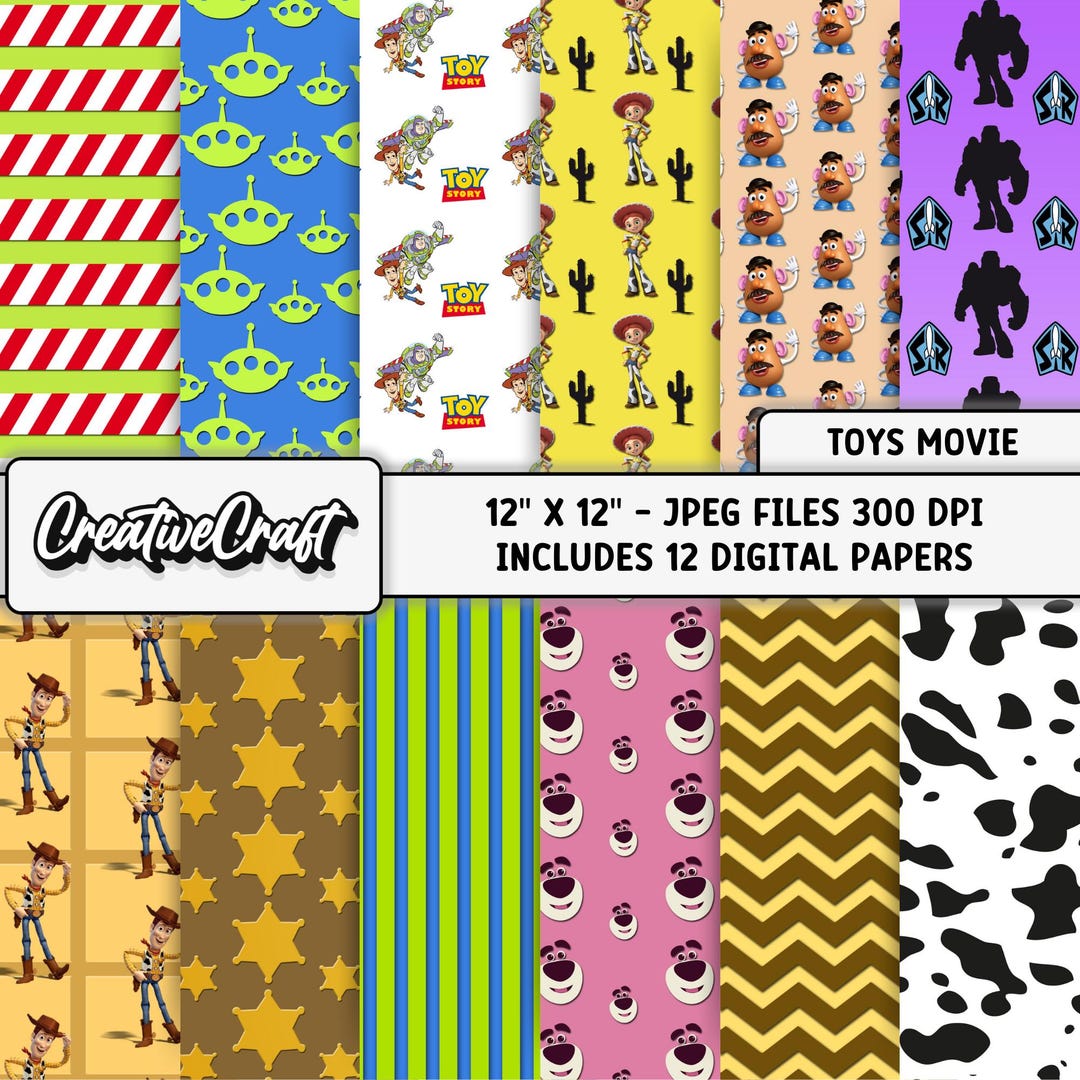 12 Toy Story Digital Papers 300 DPI Maximum Quality, Toy Story ...