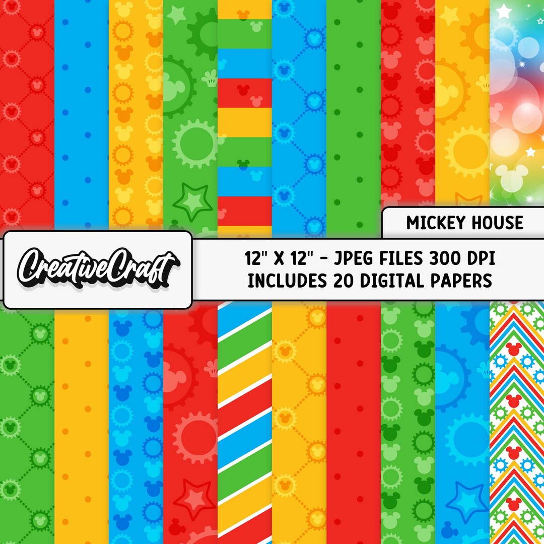 20 Clubhouse Mickey Digital Papers 300 DPI Maximum Quality, Mickey ...