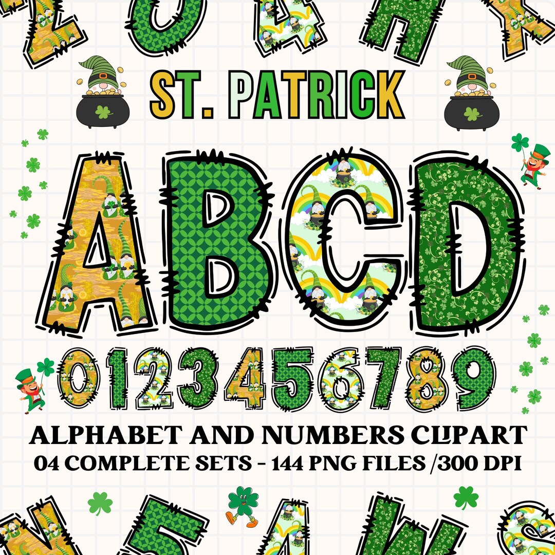 Alphabet Png Clipart Saint Patrick Day, Doodle Letters St Patrick ...