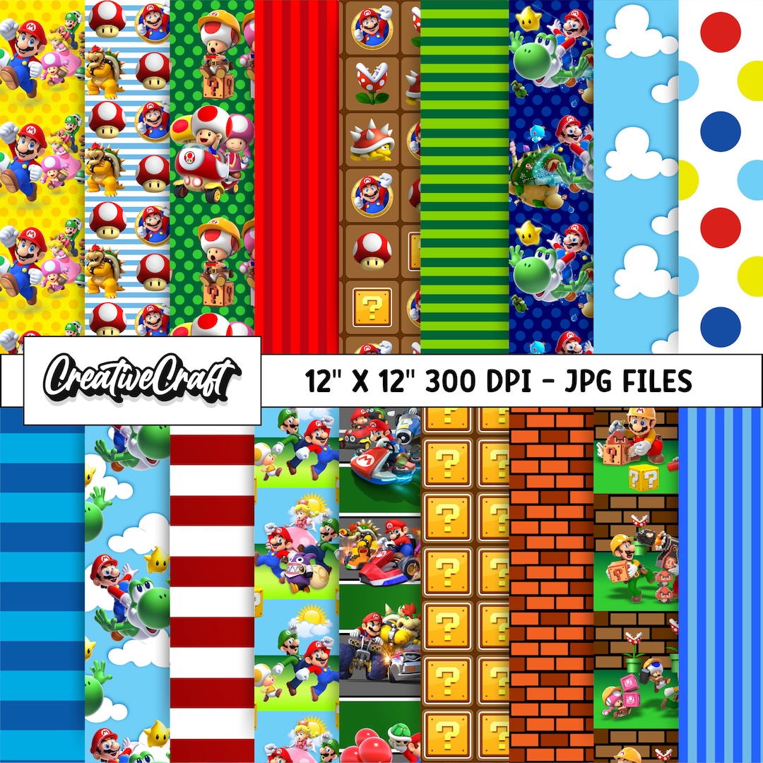 18 Mario Videogame Digital Papers 300 DPI Highest Quality, Mario ...