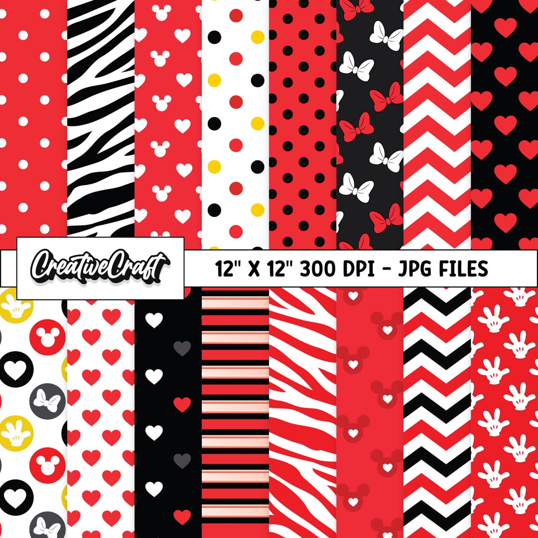 16 Minnie the Mouse Digital Papers 300 DPI Maximum Quality, Minnie ...