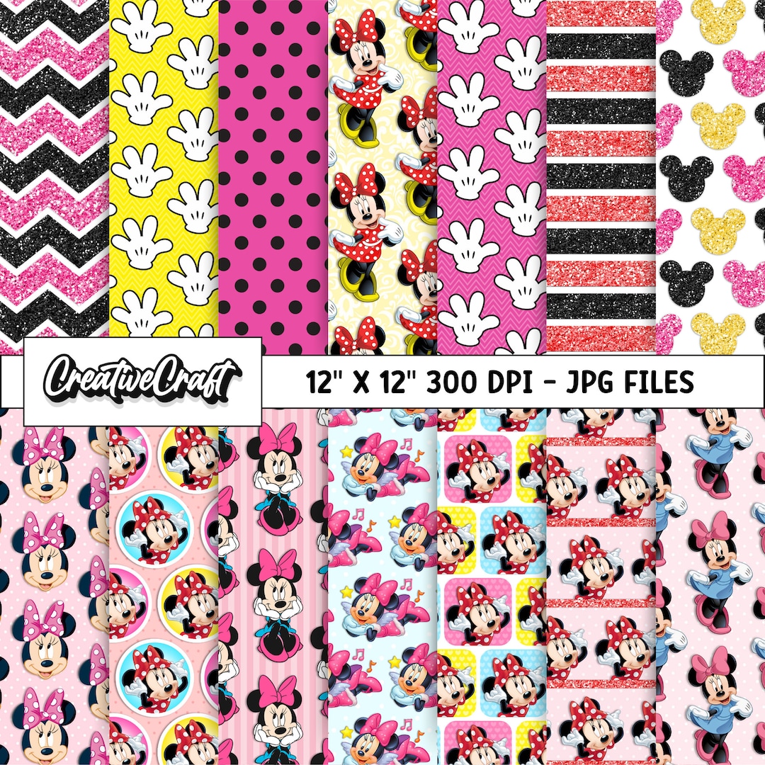 14 Minnie the Mouse Digital Papers 300 DPI Maximum Quality, Minnie ...