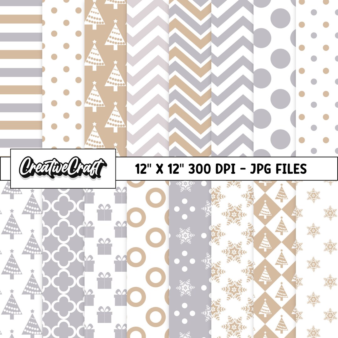 16 White Christmas Digital Papers 300 DPI Maximum Quality, White ...