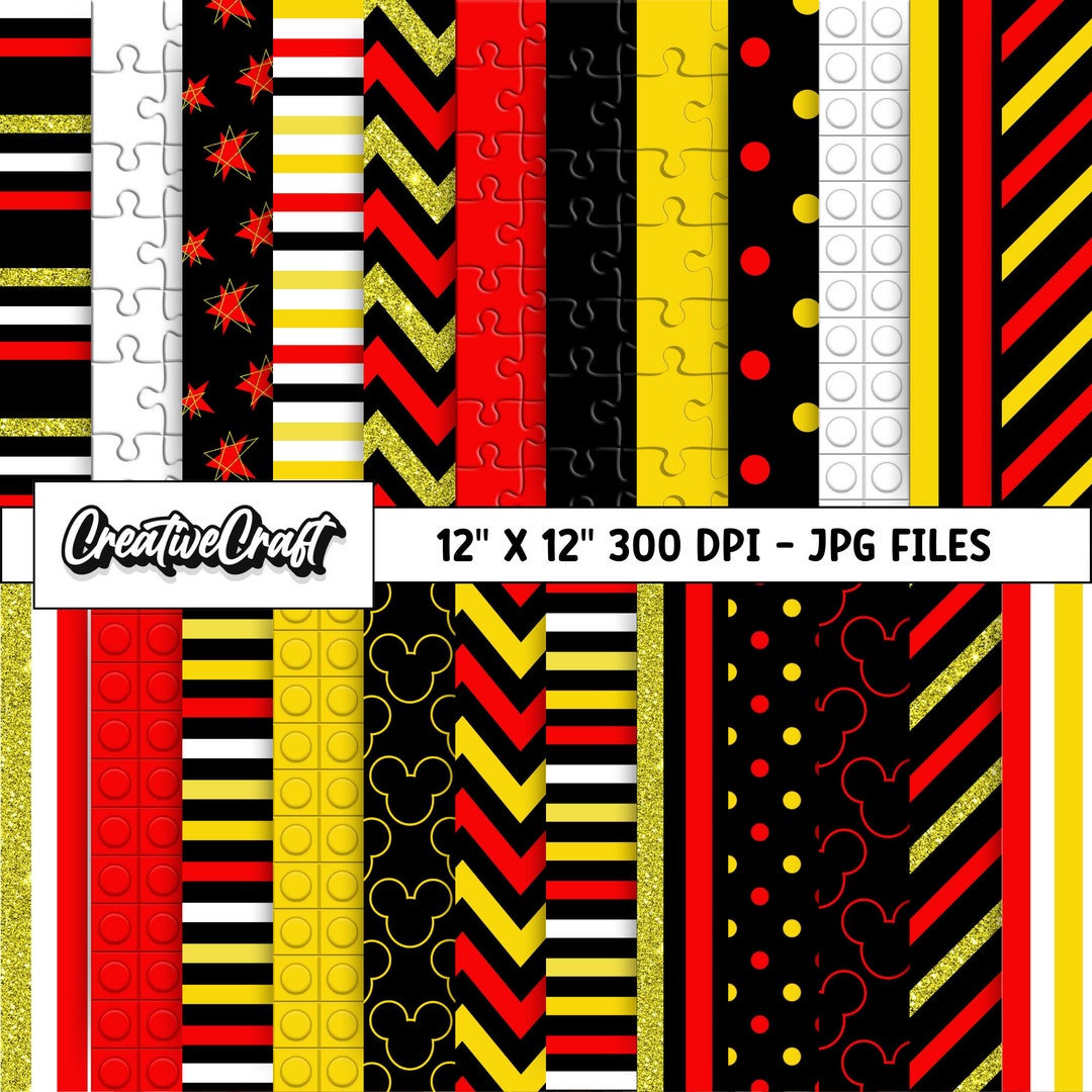 24 Mickey the Mouse Digital Papers 300 DPI Maximum Quality, Mickey ...
