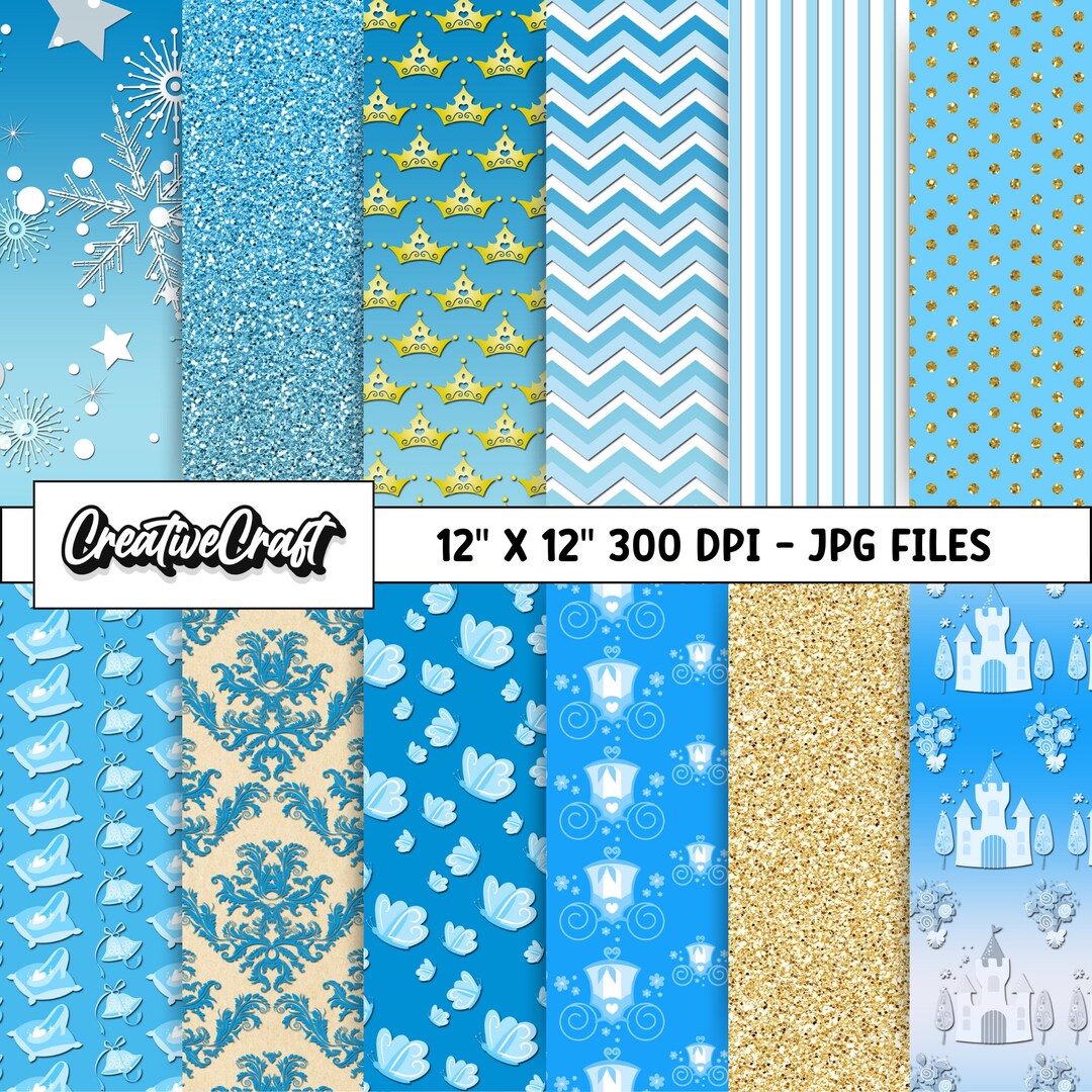 12 Princess Cinderella Digital Papers 300 DPI Maximum Quality ...