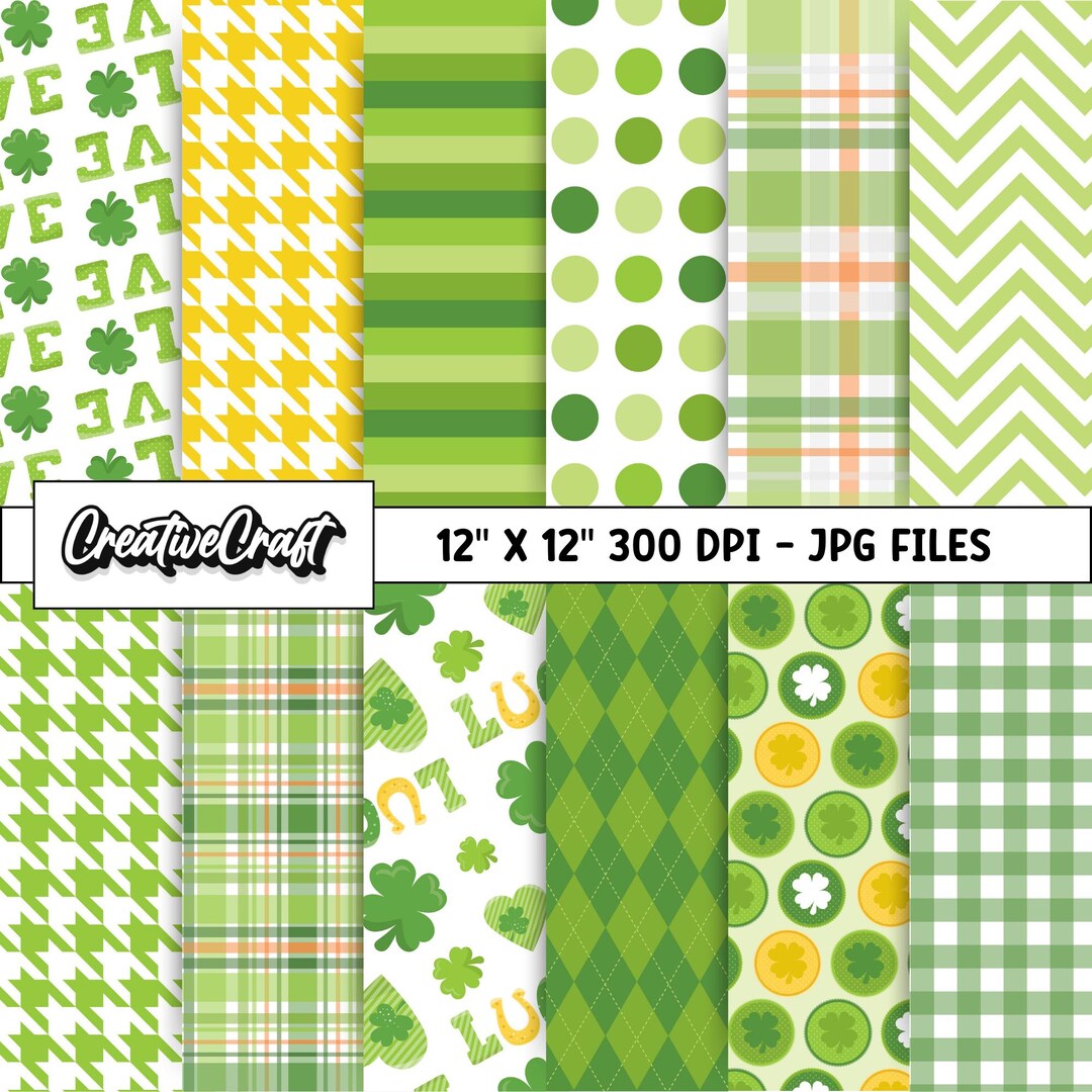 12 St Patricks Day Digital Papers 300 DPI Highest Quality, St Patricks ...