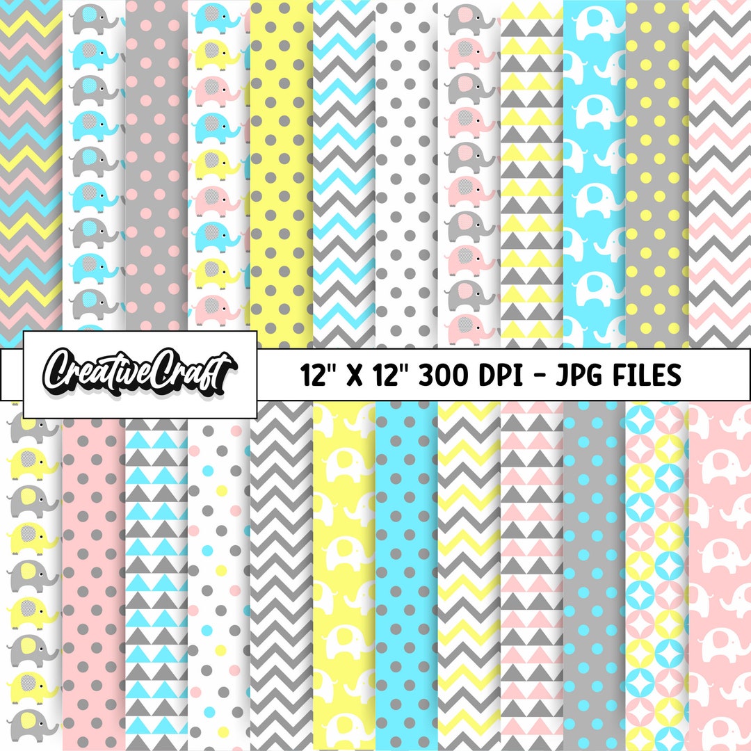24 Baby Shower Digital Papers 300 DPI Highest Quality, Baby Shower ...