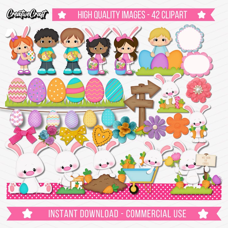 Kit Easter Day Digital Paper and Clipart 300 DPI Maximum Quality ...