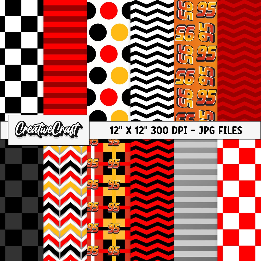 12 Lightning Mcqueen Digital Papers 300 DPI Maximum Quality, Lightning ...