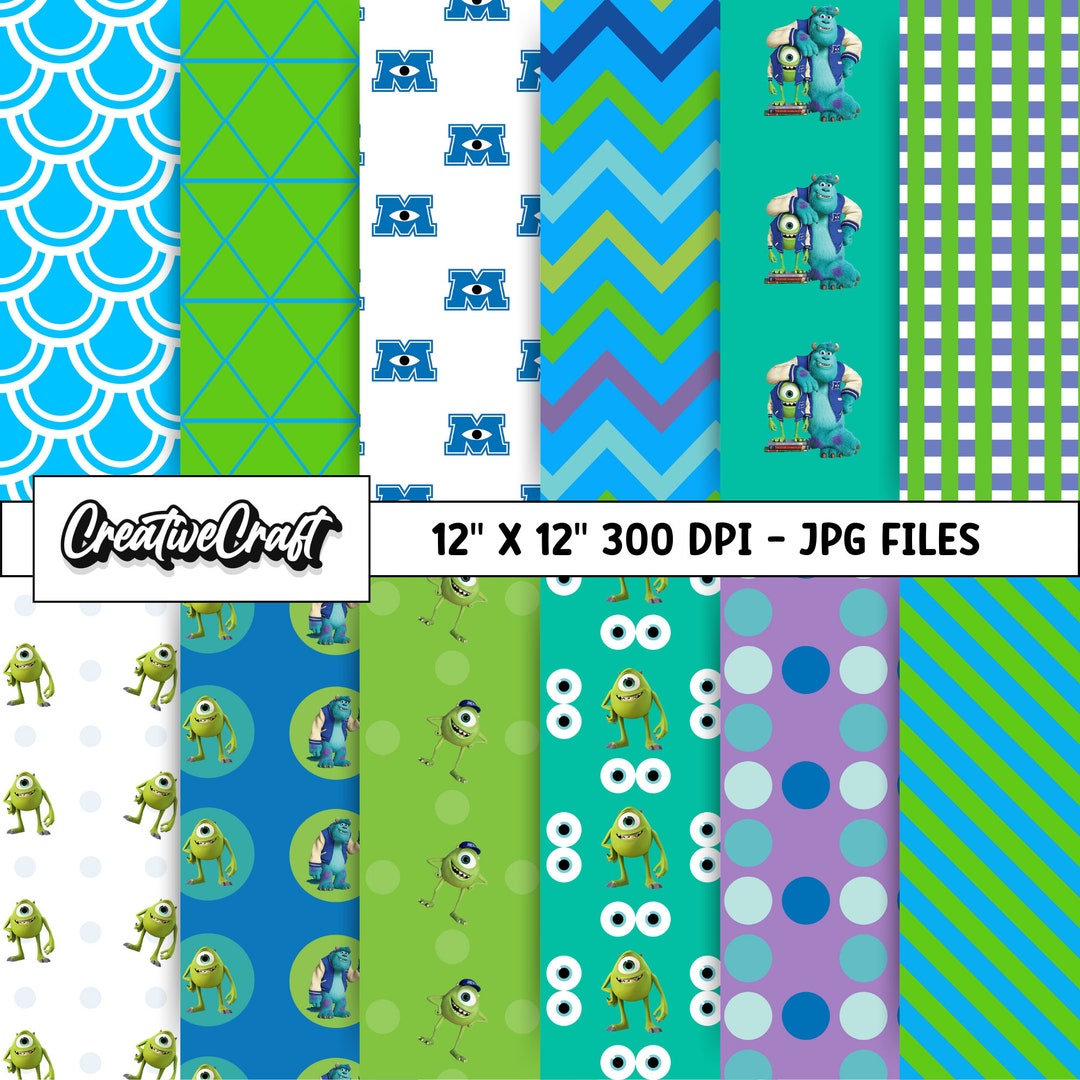 12 Monster Inc Digital Papers 300 DPI Maximum Quality, Monster Inc ...