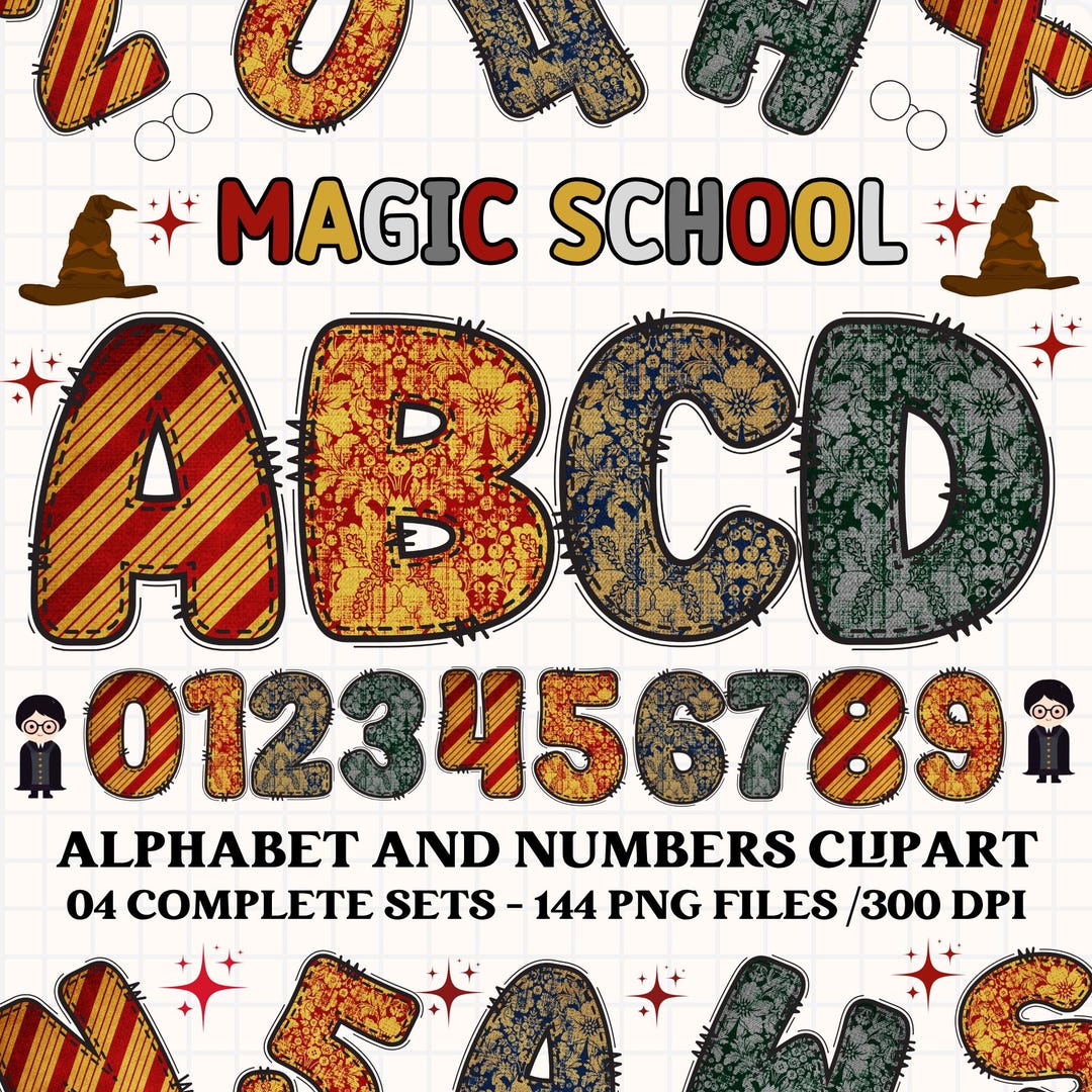 Wizard Magic School Alphabet Clipart PNG. 4 Styles With Wizard Cliparts ...