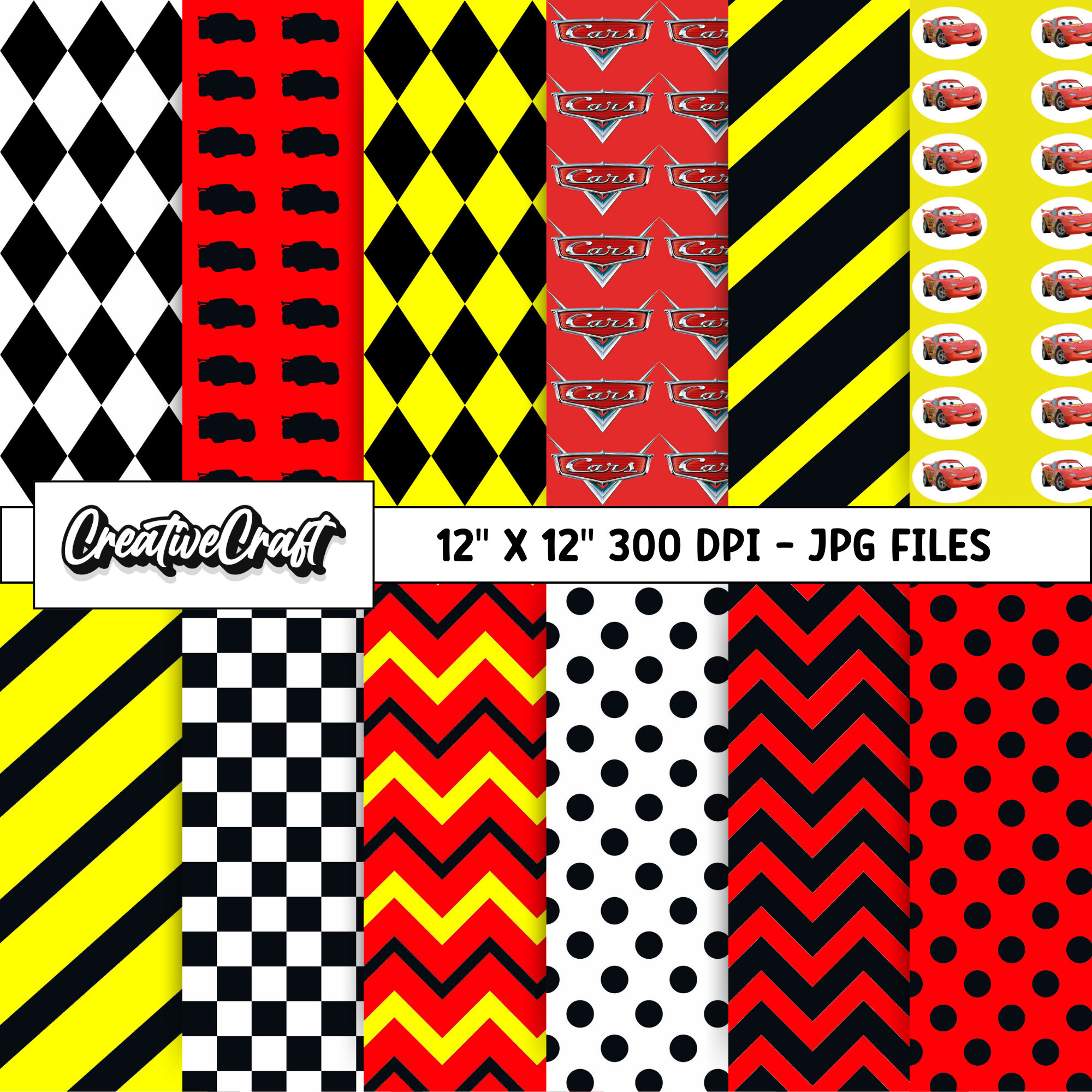 12 Lightning Mcqueen Digital Papers 300 DPI Maximum Quality, Lightning ...