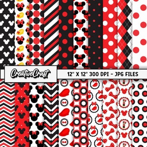 20 Minnie the Mouse Digital Papers 300 DPI Maximum Quality, Minnie ...