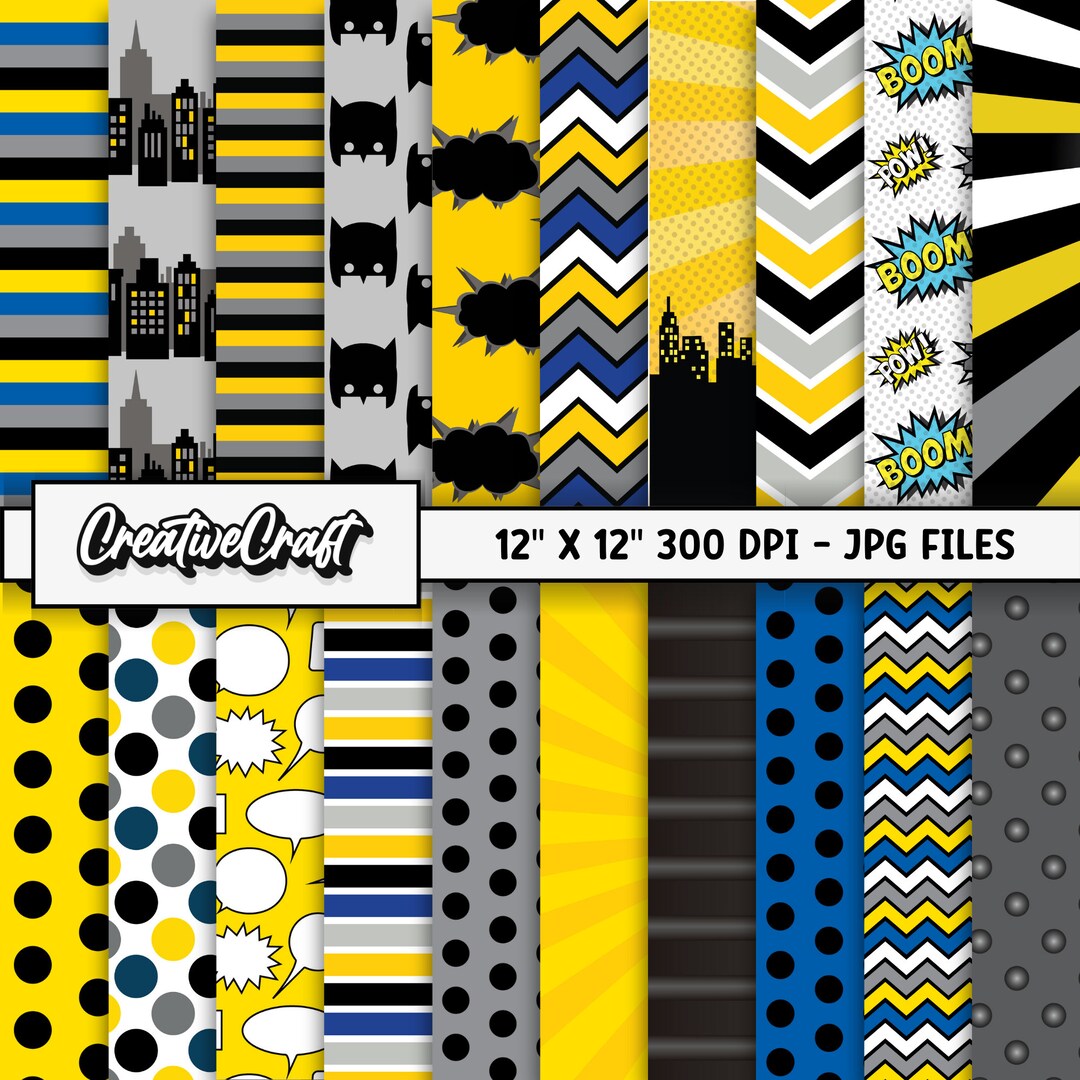 20 Bat Superhero Digital Papers 300 DPI Maximum Quality, Bat Superhero ...