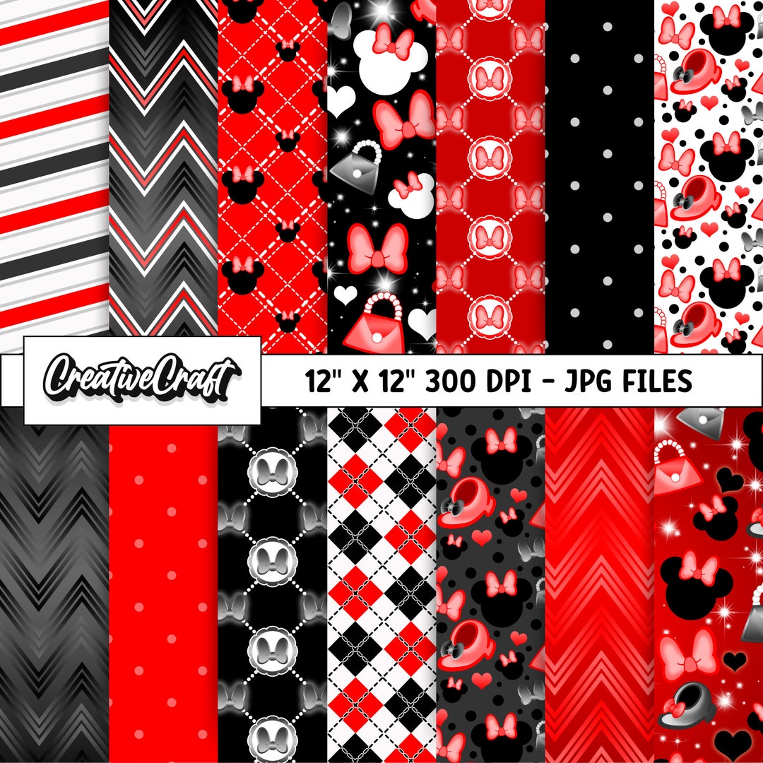 14 Minnie the Mouse Digital Papers 300 DPI Maximum Quality, Minnie ...