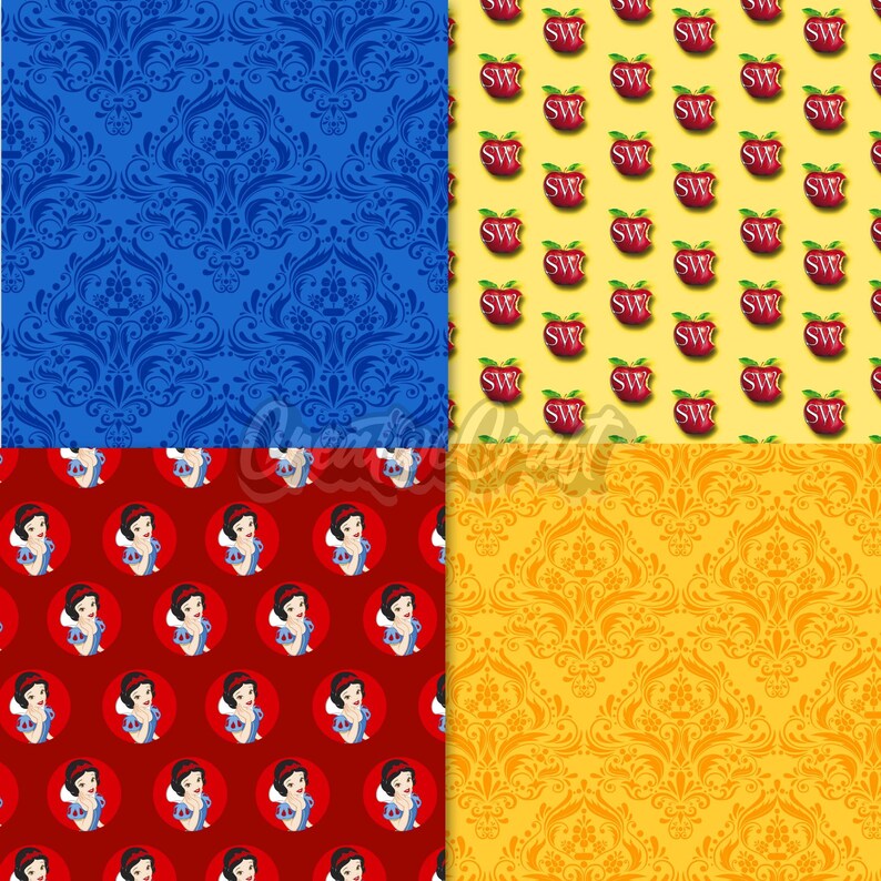 22 Princess Snow White Digital Papers 300 DPI Highest Quality, Snow ...