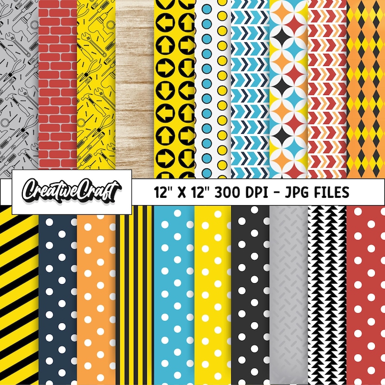 Kit Construction Digital Paper and Clipart 300 DPI Maximum Quality ...
