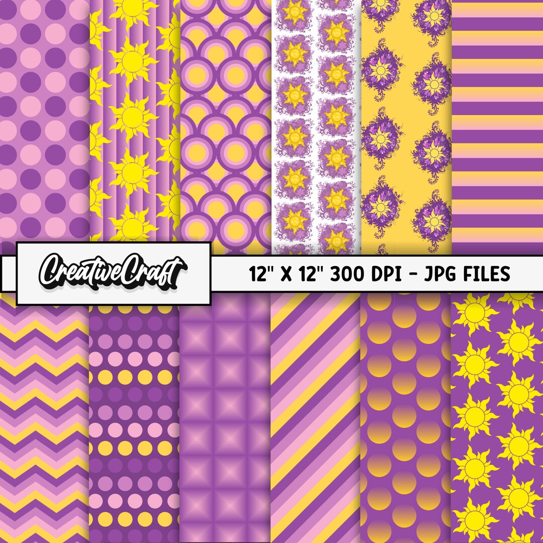 12 Princess Tangled Digital Papers 300 DPI Highest Quality, Princess ...