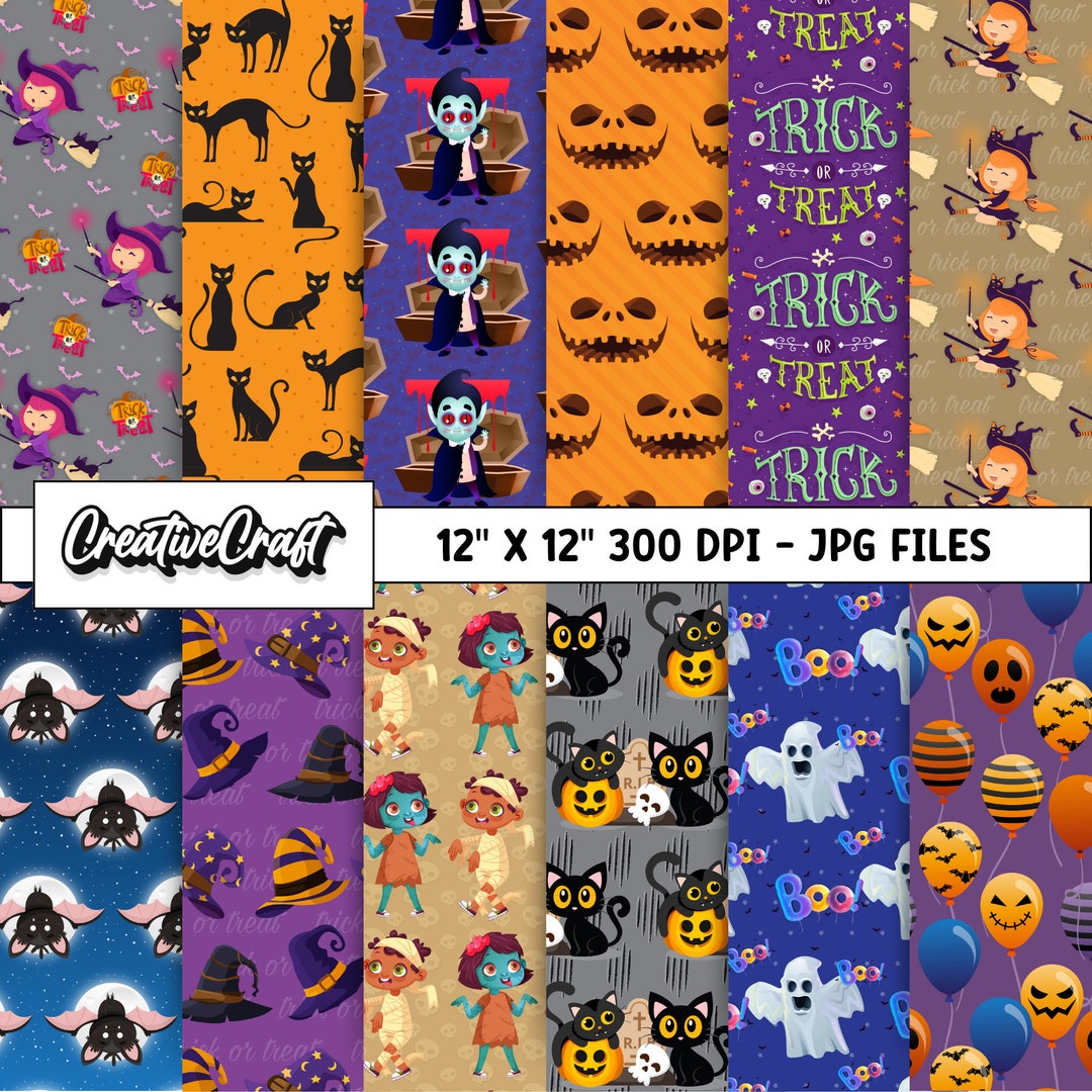 12 Holiday Halloween Digital Papers 300 DPI Highest Quality, Halloween ...