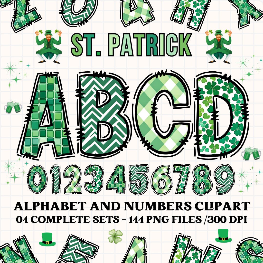 Alphabet Png Clipart Saint Patrick Day, Doodle Letters St Patrick ...
