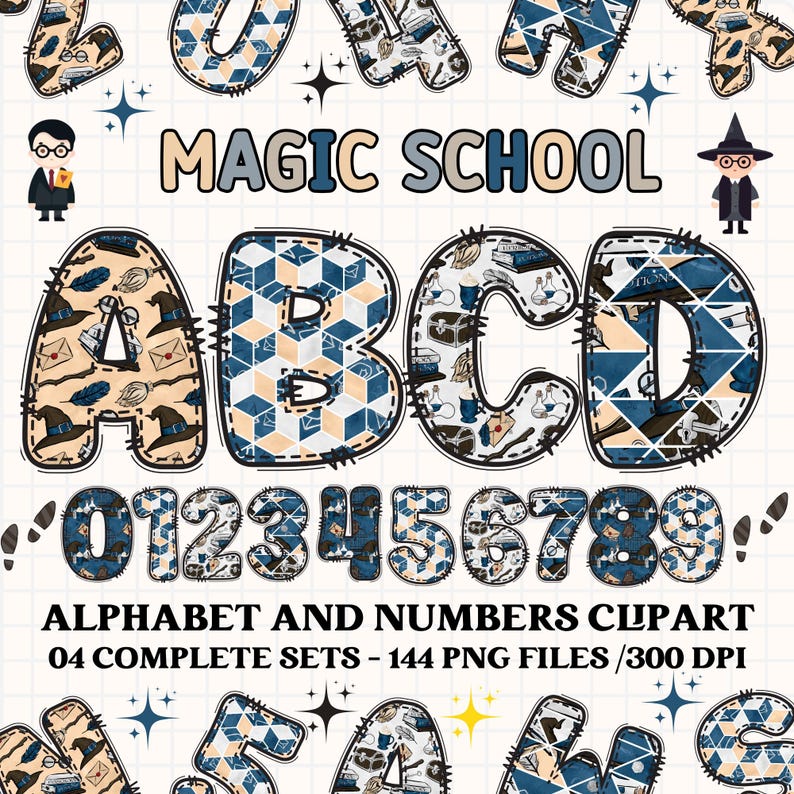 Wizard Magic School Alphabet Clipart PNG. 4 Styles With Wizard Cliparts ...