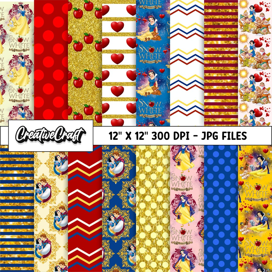 16 Princess Snow White Digital Papers 300 DPI Highest Quality, Snow ...