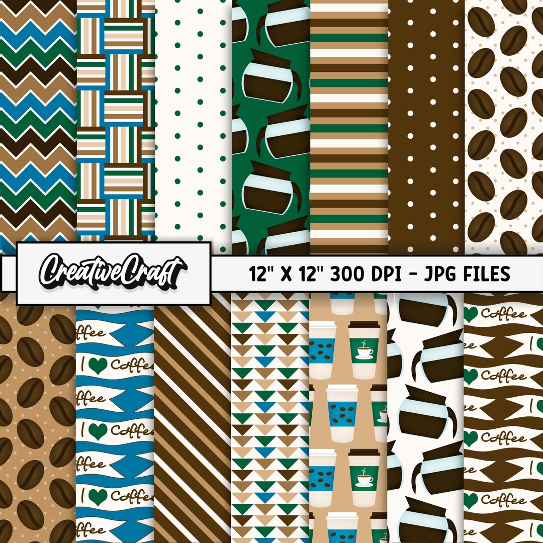 14 Hot Coffee Digital Papers 300 DPI Highest Quality, Coffee Scrapbook ...