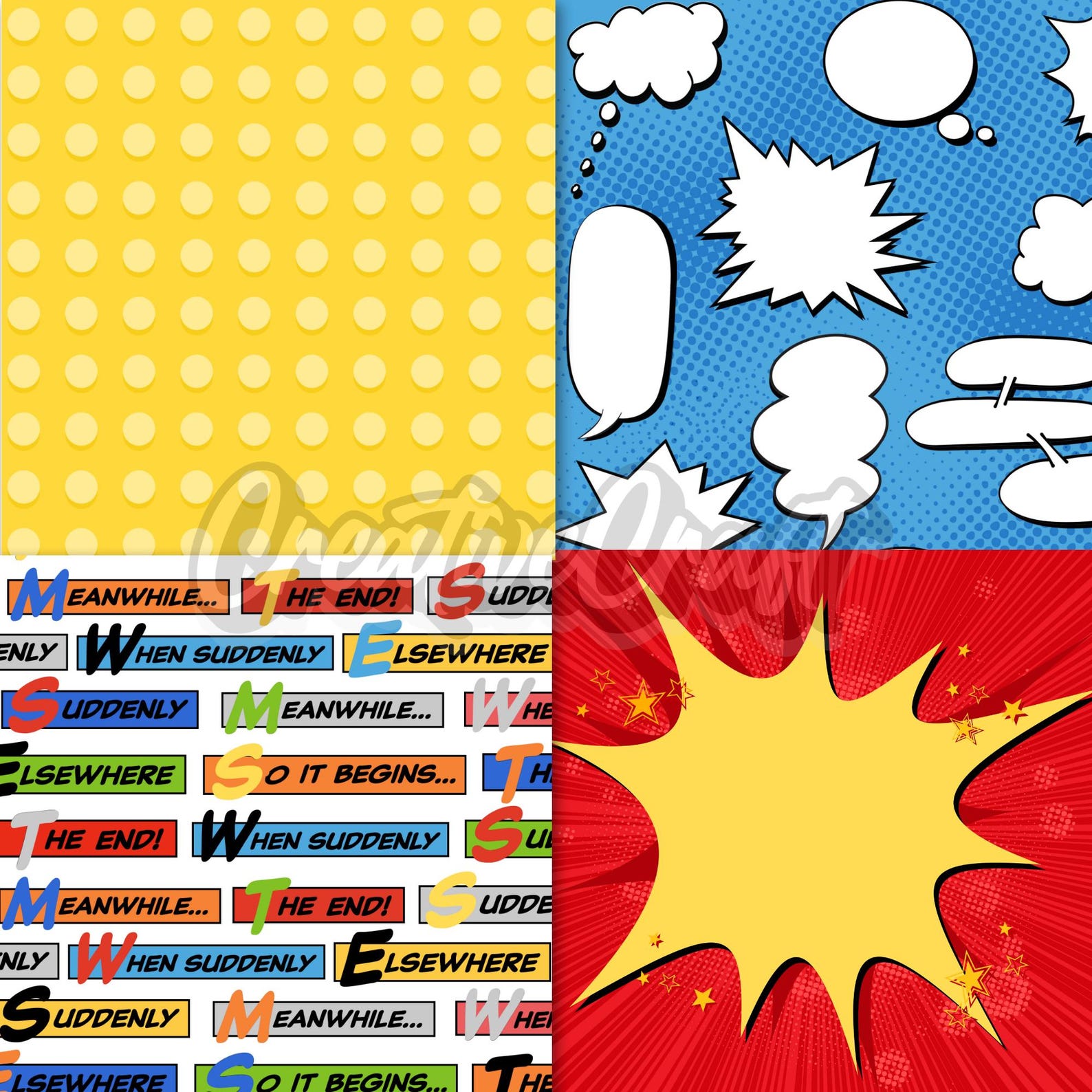 16 Superhero Comics Digital Papers 300 DPI Maximum Quality, Superhero ...