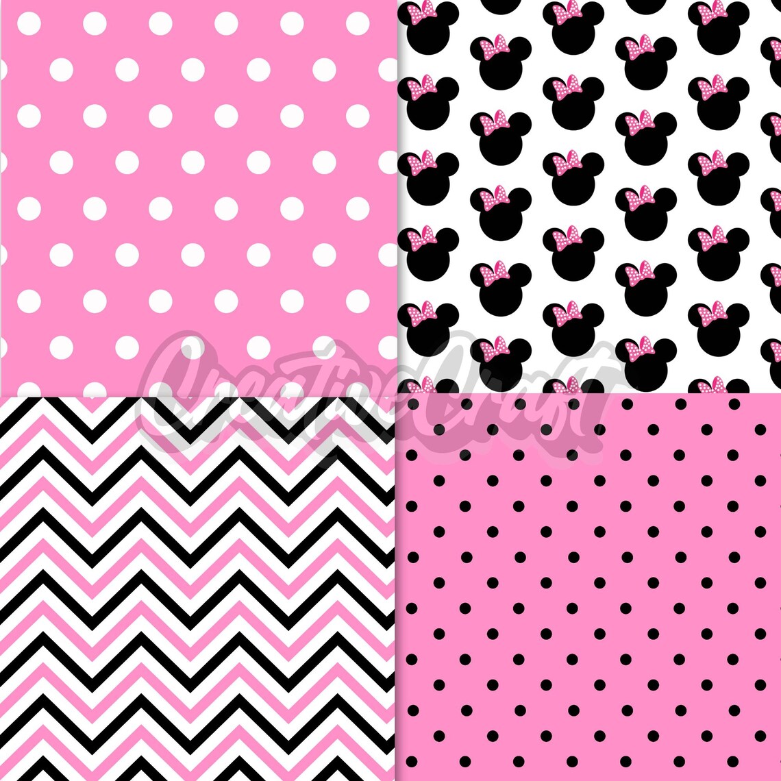 16 Minnie the Mouse Digital Papers 300 DPI Maximum Quality, Minnie ...
