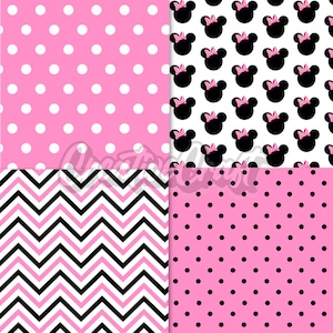 16 Minnie the Mouse Digital Papers 300 DPI Maximum Quality, Minnie ...