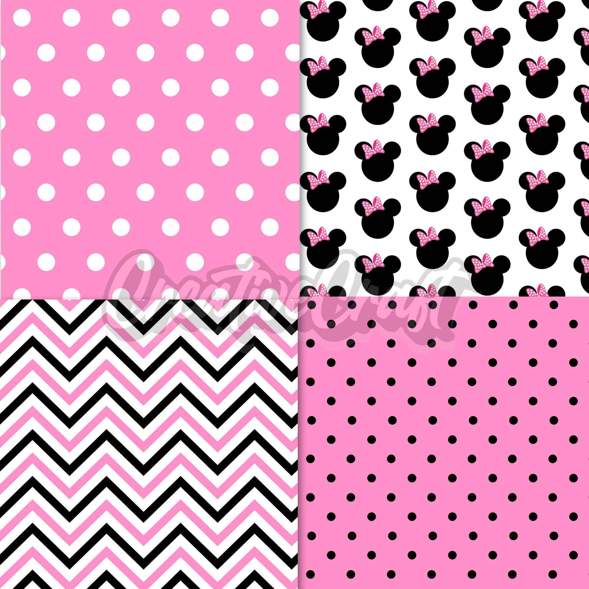16 Minnie the Mouse Digital Papers 300 DPI Maximum Quality, Minnie ...