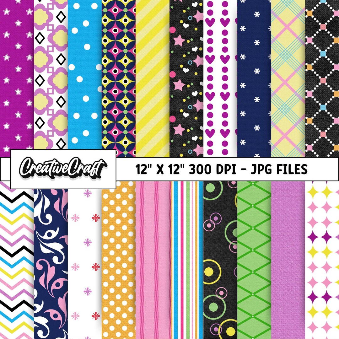 20 80s Retro Digital Paper 300 DPI Maximum Quality, 80s Retro Digital ...