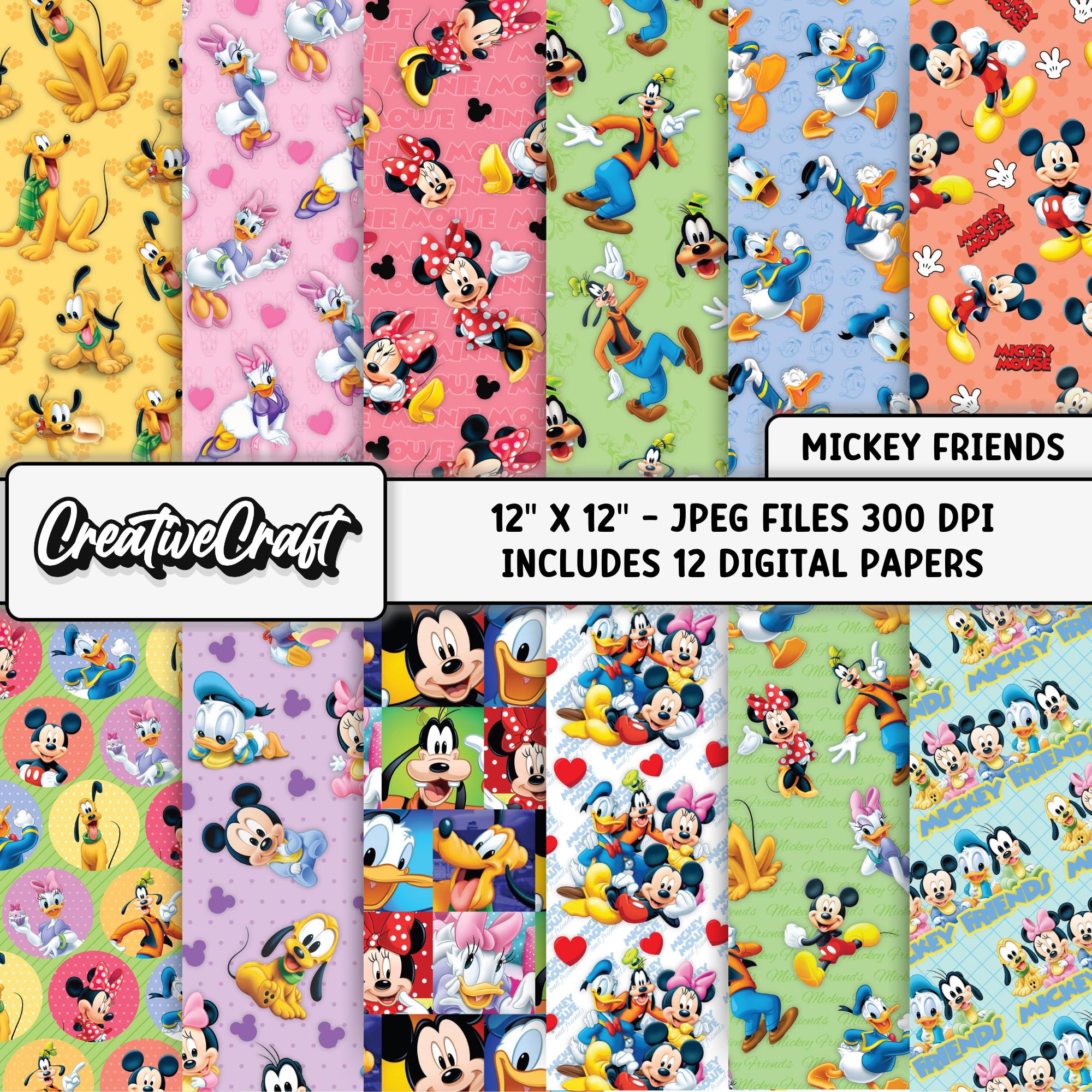 12 Mickey the Mouse Digital Papers 300 DPI Maximum Quality, Mickey ...