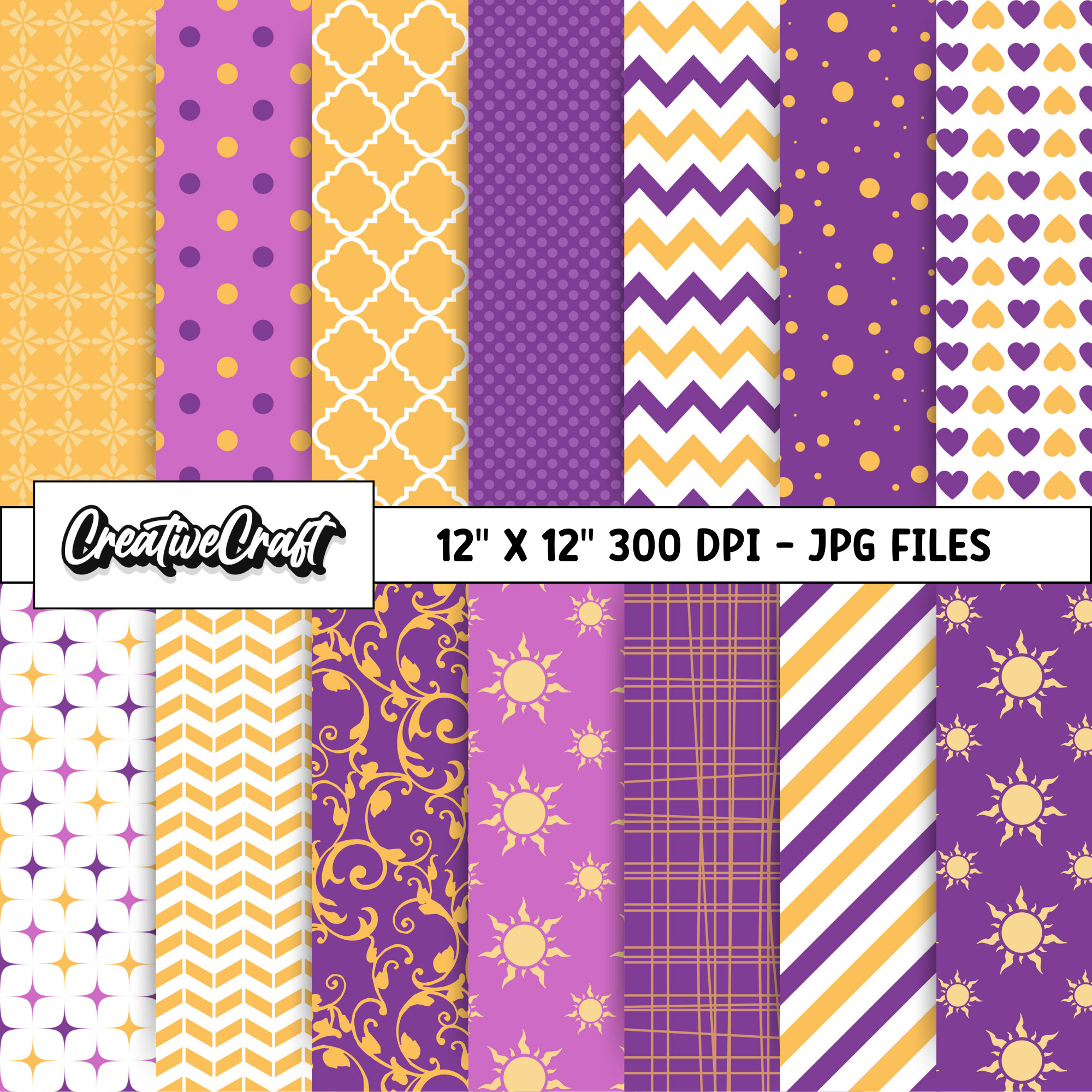 14 Princess Tangled Digital Papers 300 DPI Highest Quality, Princess ...