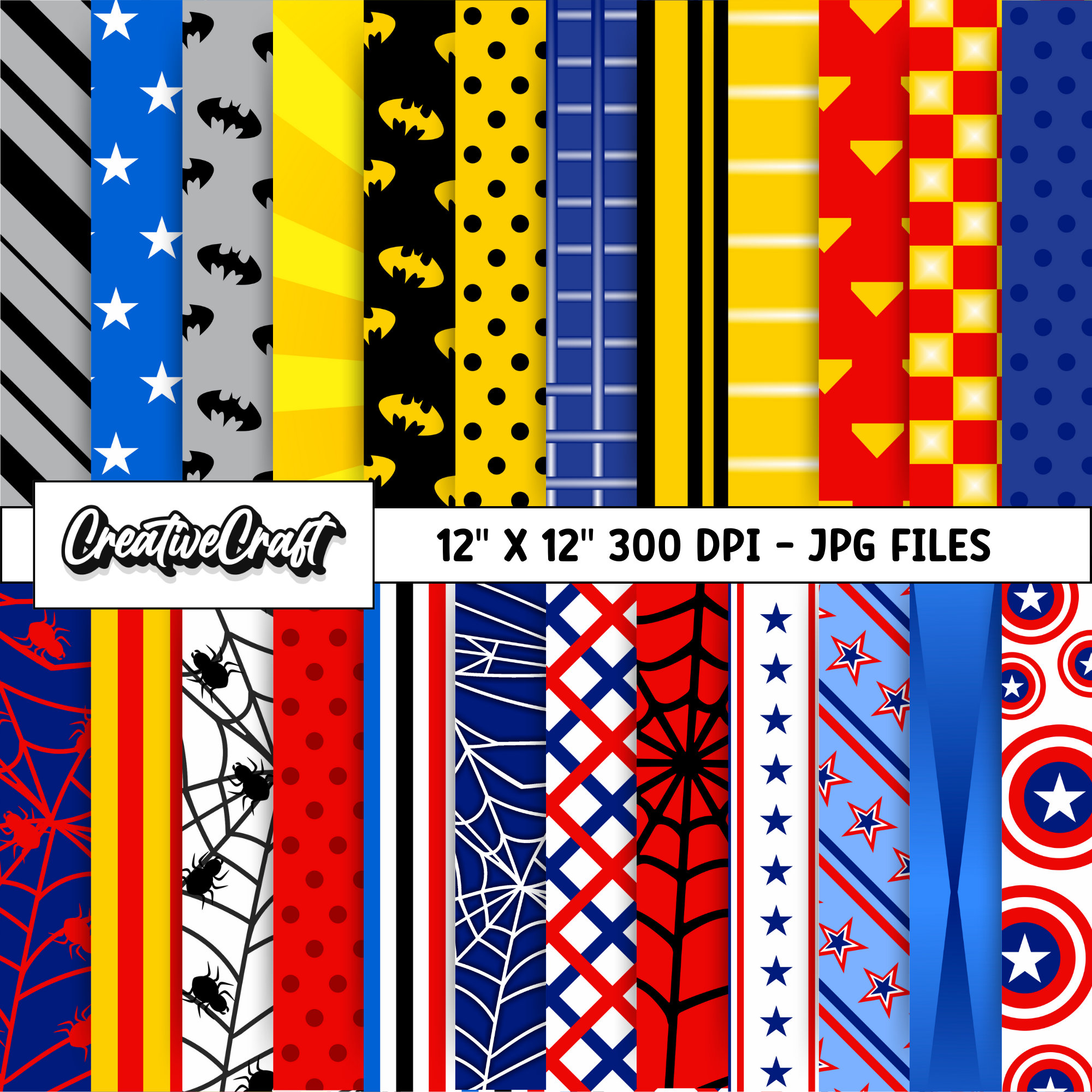 24 Superhero Digital Papers 300 DPI Maximum Quality, Superhero ...