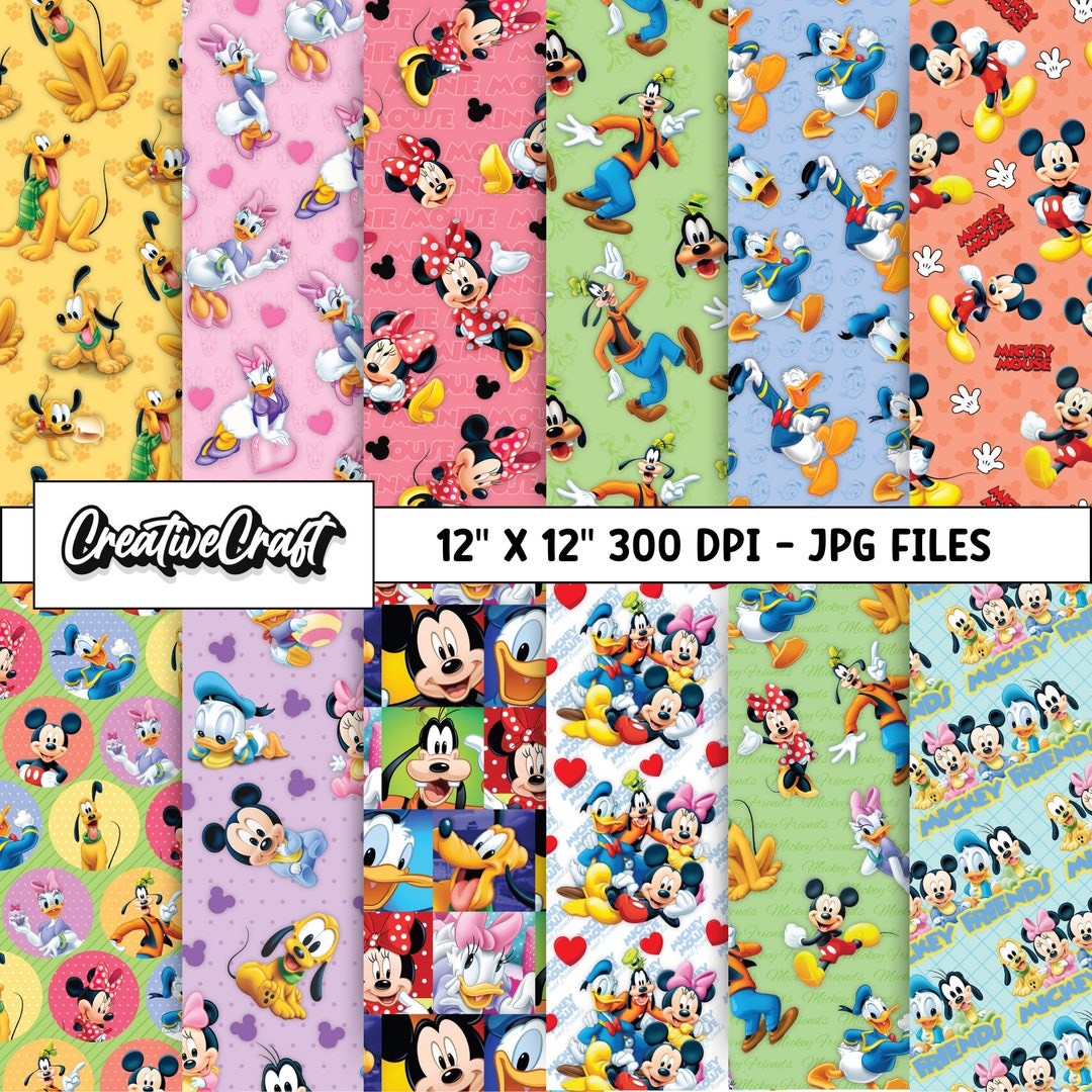 12 Mickey the Mouse Digital Papers 300 DPI Maximum Quality, Mickey ...