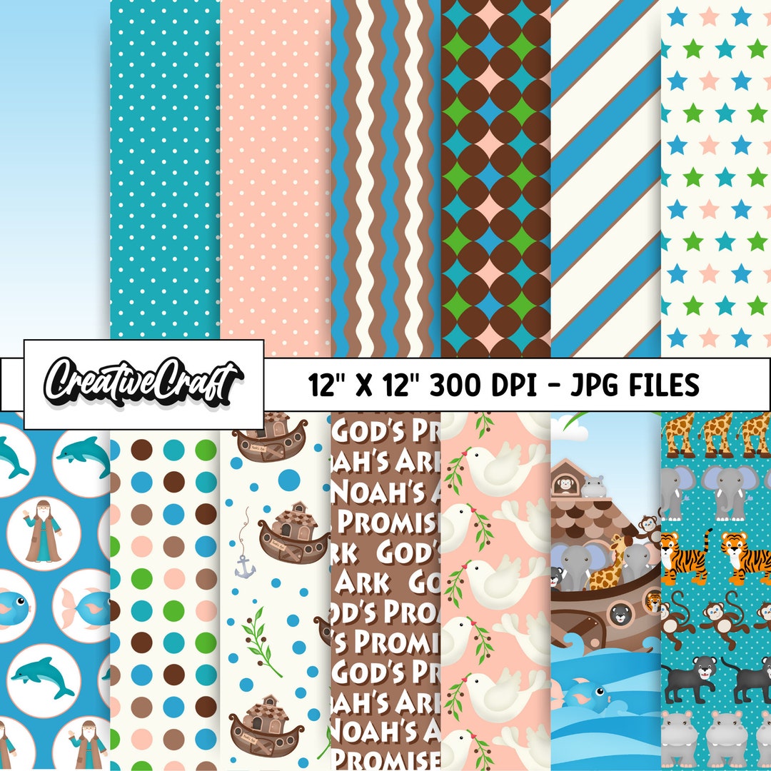 14 Noah's Ark Digital Papers 300 DPI Maximum Quality, Noah's Ark ...