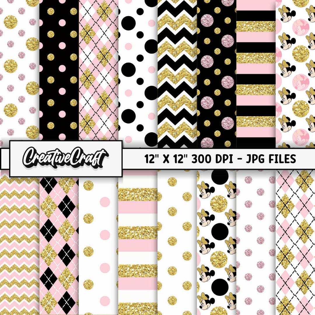 16 Minnie the Mouse Digital Papers 300 DPI Maximum Quality, Minnie ...