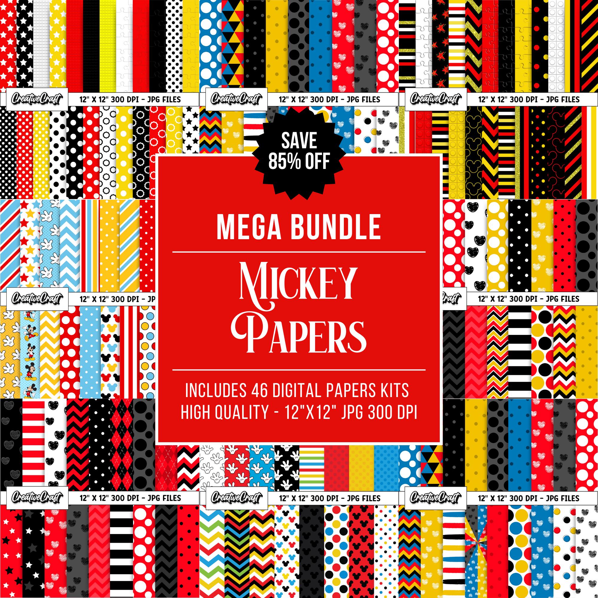 Megabudle +770 Mickey the Mouse Digital Papers 300 DPI Maximum Quality ...