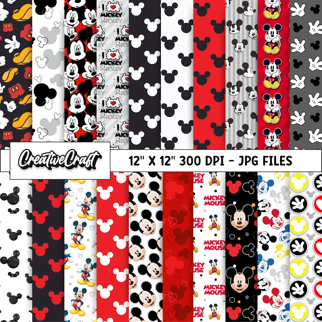 20 Mickey the Mouse Digital Papers 300 DPI Maximum Quality, Mickey ...
